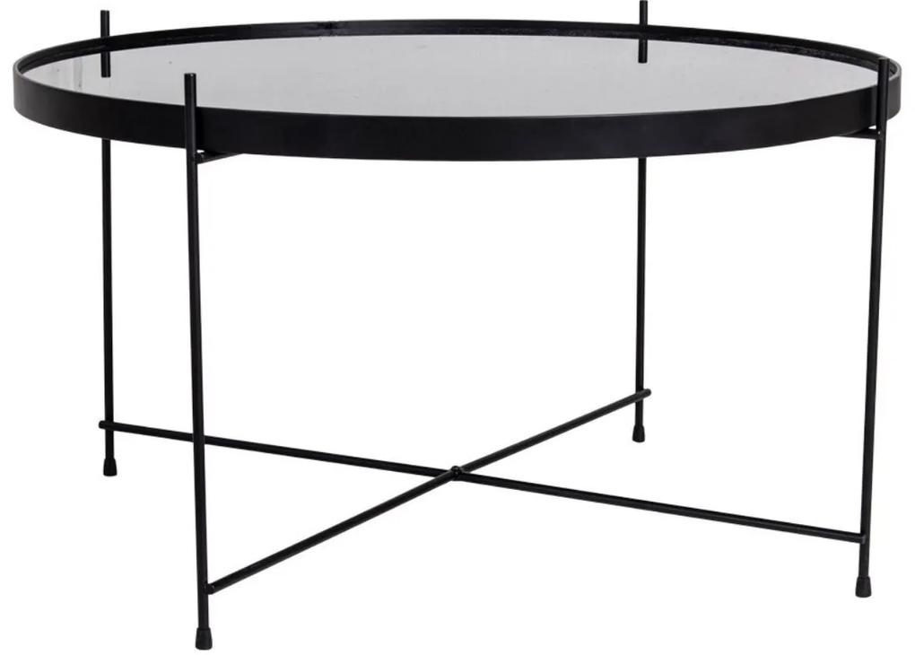 Nordic Living Černý kulatý skleněný konferenční stolek Emeli 70 cm