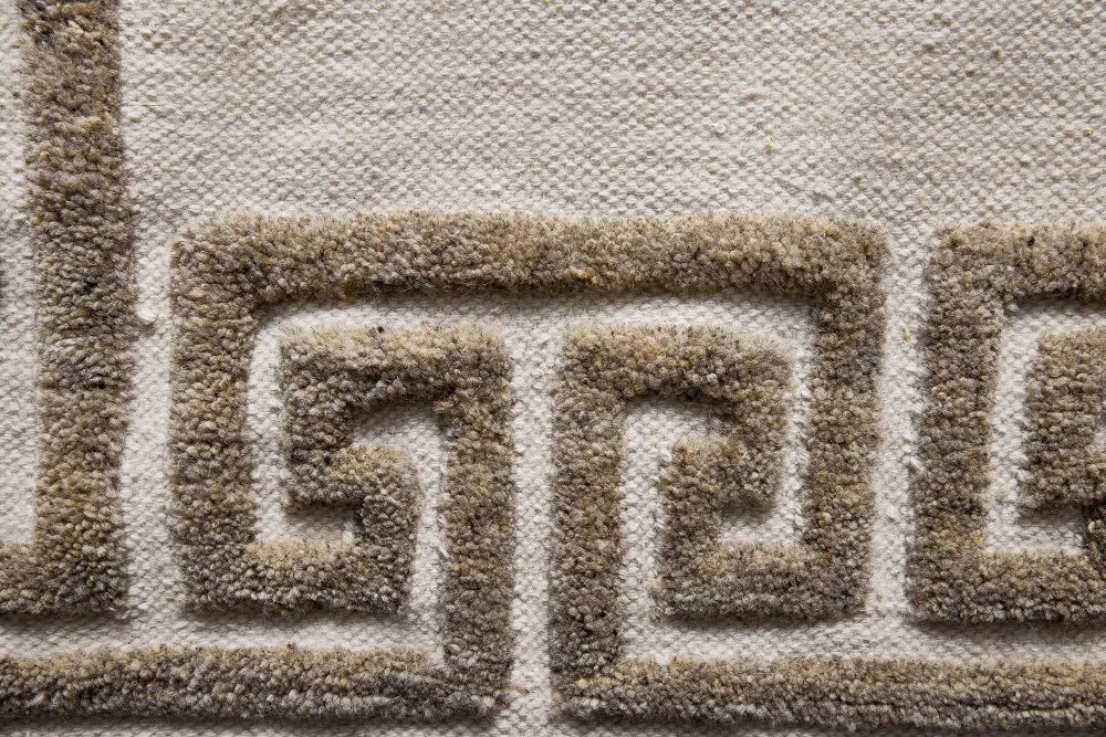 Diamond Carpets India, Ručně vázaný kusový koberec Greek DESP P86 Ivory White Antique Mud, 200x290, bílá, chodba / předsíň