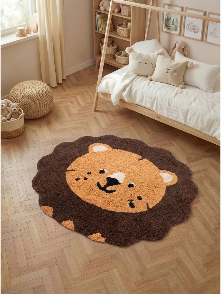 Oranžový/hnědý pratelný/ručně tkaný bavlněný dětský koberec 112x120 cm Snuggle Lea – Hanse Home