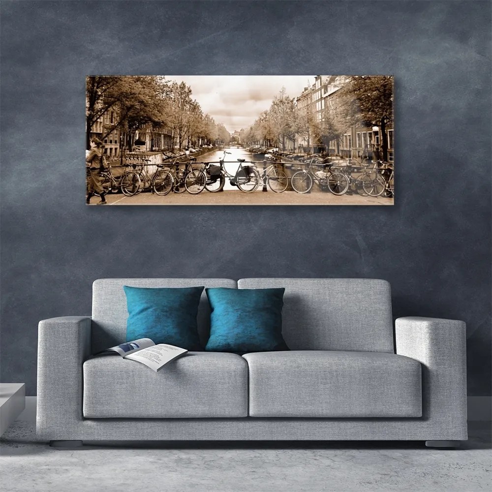 akrylový obraz Řeka Kolo Stromy Krajina 125x50 cm