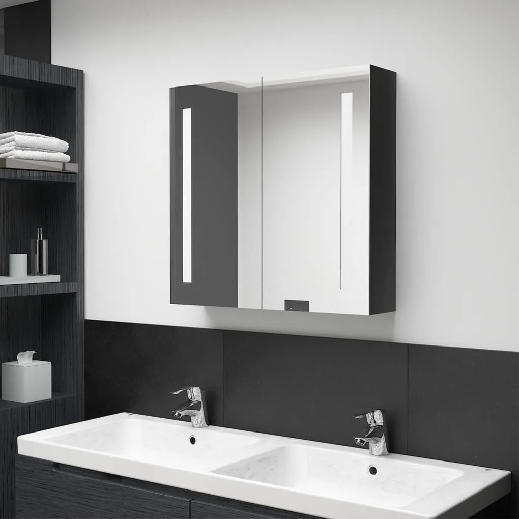 LED koupelnová skříňka se zrcadlem zářivě černá 62 x 14 x 60 cm 326519