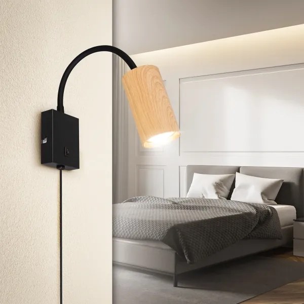 Brilagi - Flexibilní nástěnná lampa SELE 1xGU10/30W/230V černá/dekor dubu