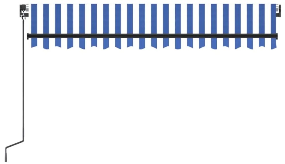 vidaXL Marketos Ručně zatahovací markýza s LED světlem 350 x 250 cm modrobílá
