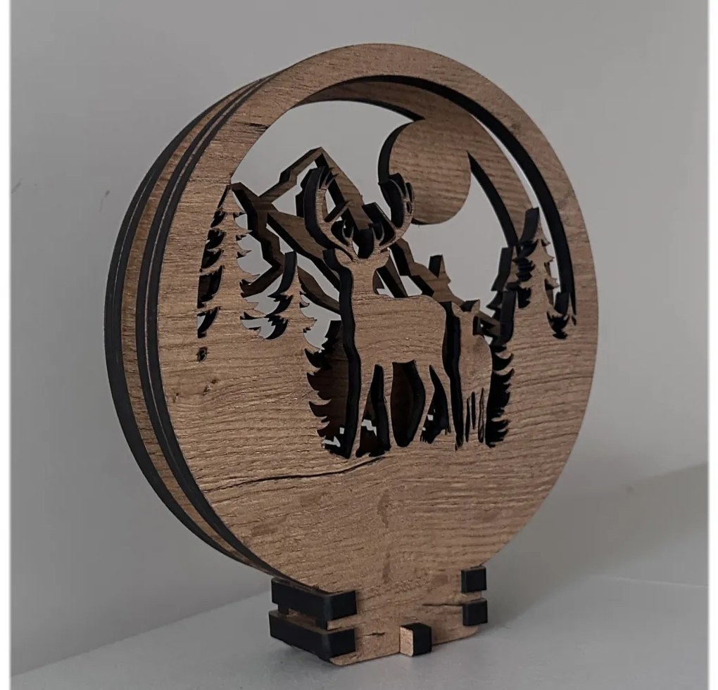 Li-Go "Jelen a laň" lampa 20x22cm provedení povrchu: dub světlý