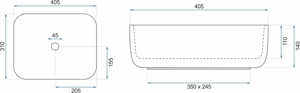 Rea Demi Mini, umyvadlo na desku 400x305x140 mm, bílá, REA-U5064