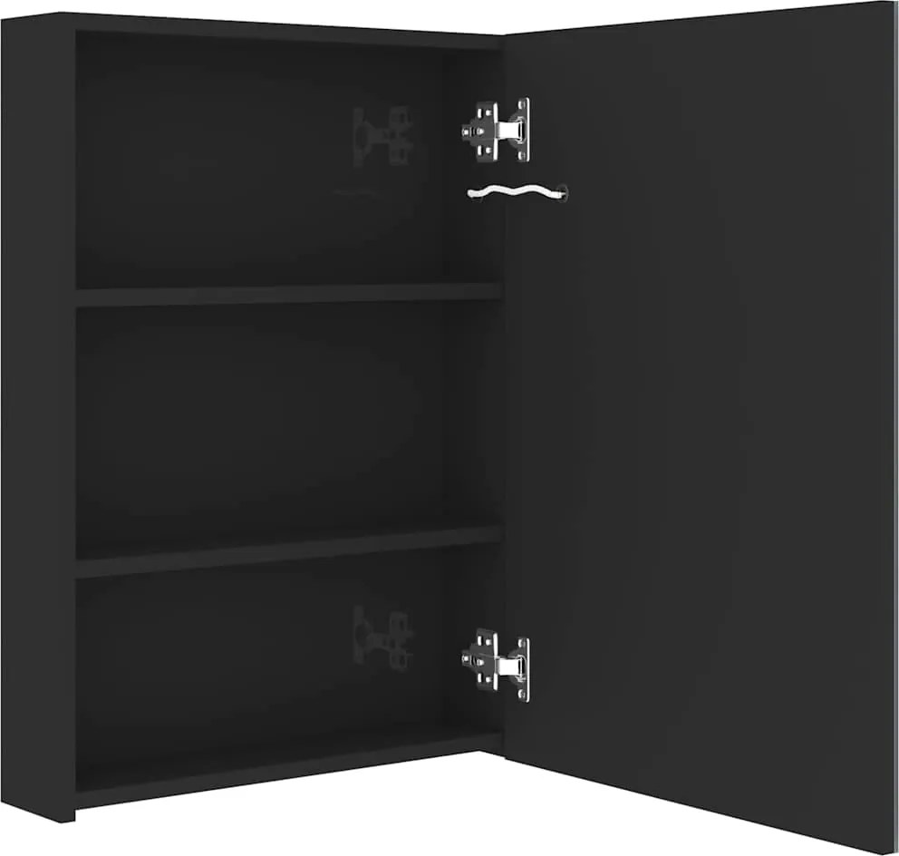 LED koupelnová skříňka se zrcadlem zářivě černá 50 x 13 x 70 cm 326496