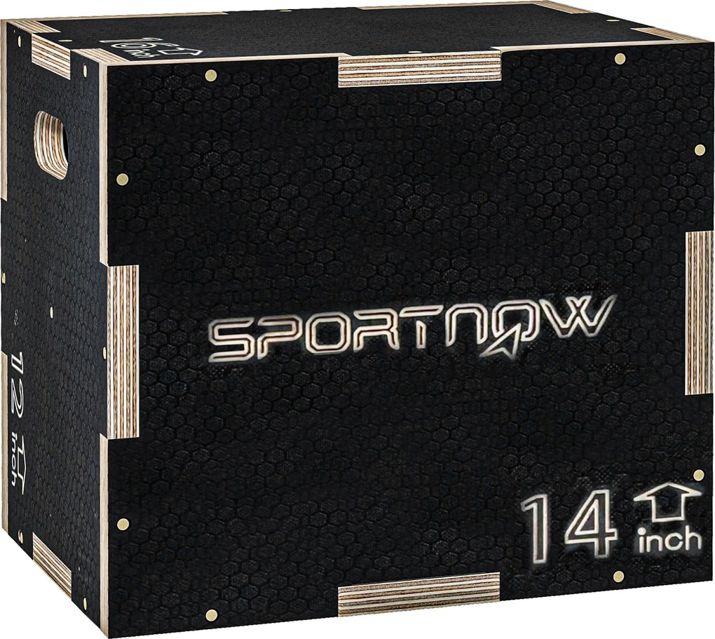 SPORTNOW Plyo box/jump box, robustní, 40,5 x 35,5 x 30,5 cm, černý, rukojeť 10x3,5 cm, do 120 kg