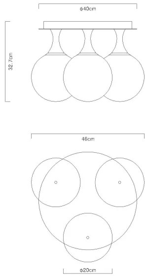 Globo 15885-3D - Přisazený lustr DALTON 3xE27/10W/230V pr. 46 cm černá