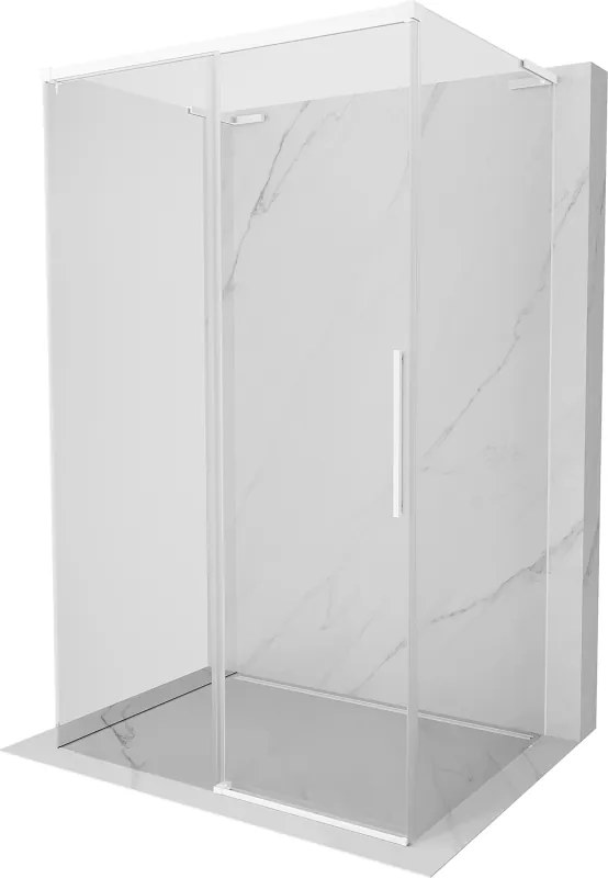 Mexen Rox-3SL, 3-stěnný výsuvný sprchový kout 145 x 120 cm, 8mm čiré sklo, bílý profil, 8C2L-145-120-20-00-3S