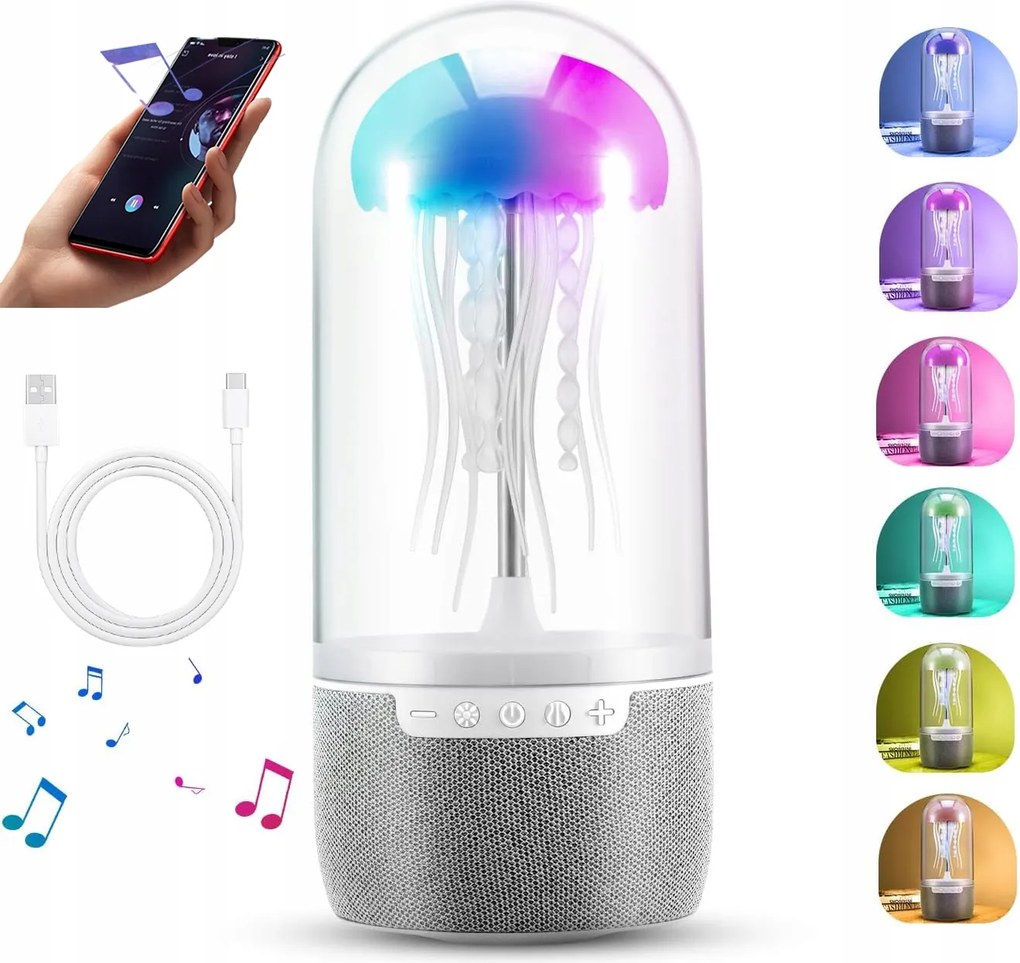 Dekorativní Stolní Lampa Medúza Led Mění Barvy Bluetooth Noční Reproduktor