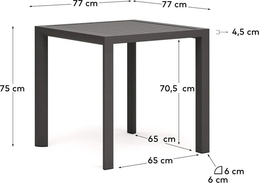 Hliníkový zahradní jídelní stůl 77x77 cm Culip – Kave Home