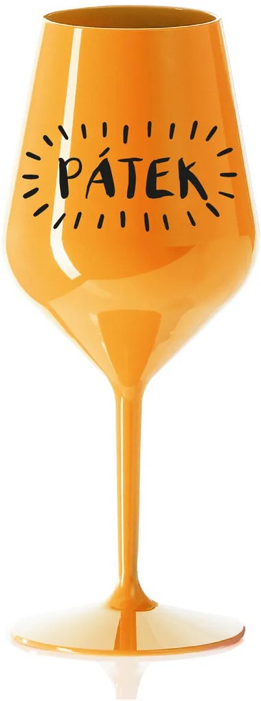 PÁTEK - oranžová nerozbitná sklenička na víno 470 ml