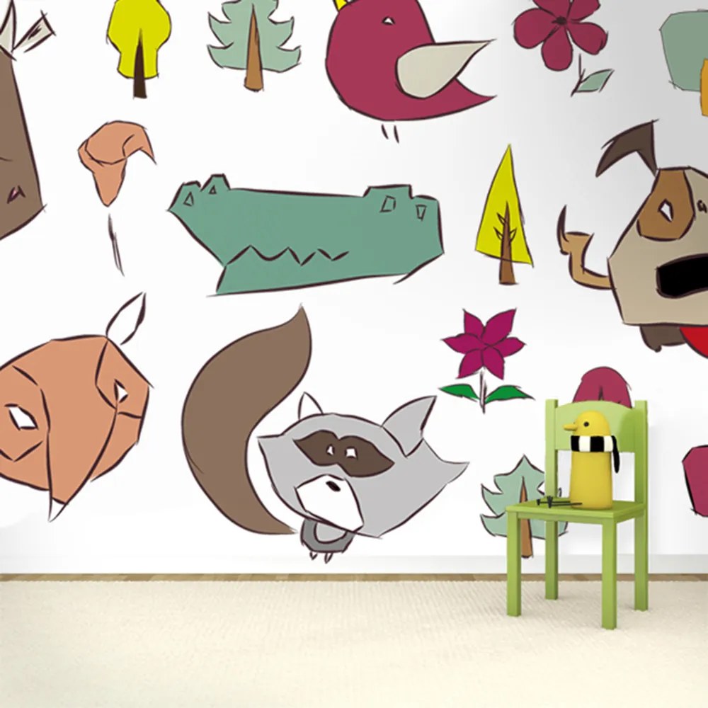 dětská obrazová tapeta zvířátkový les Velikost: 150 × 270 cm