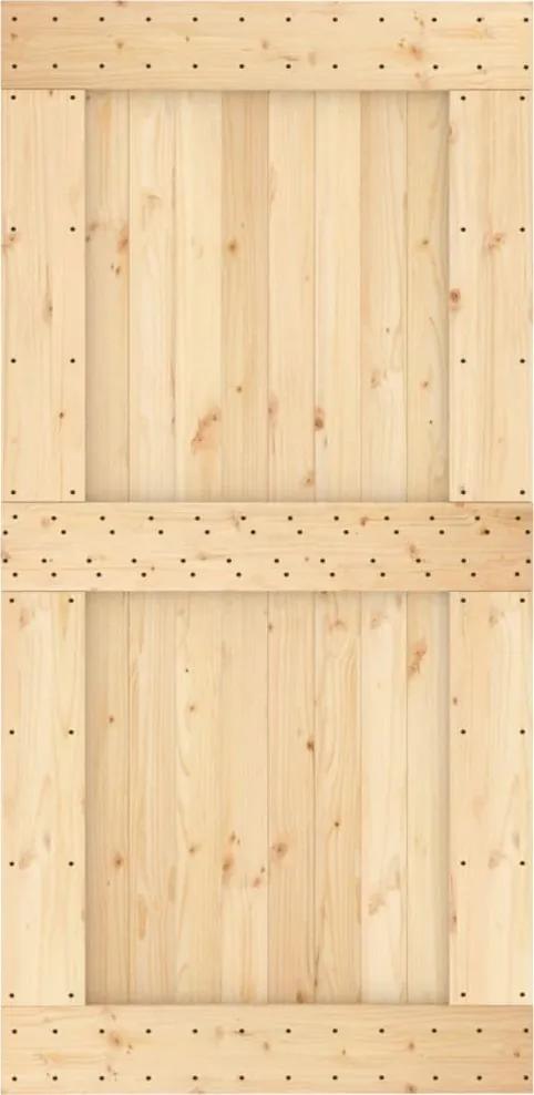 vidaXL Posuvné dveře s kováním 100 x 210 cm masivní borové dřevo [3203115]