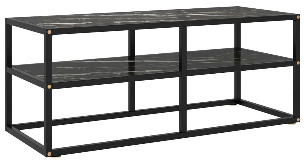TV stolek černý s černým mramorovým sklem 100 x 40 x 40 cm 322858