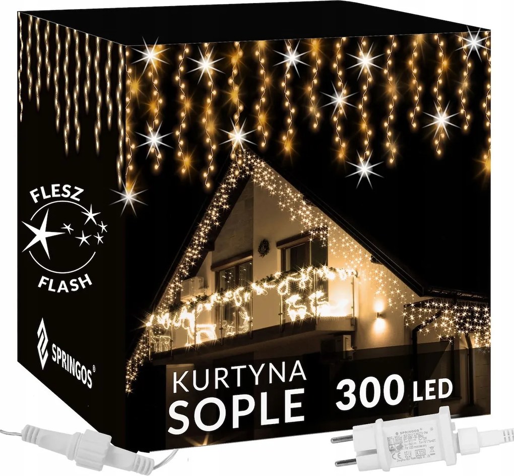 Sople 300LED Časovač Venkovní Osvětlení 14,5 M Silná Flash Světelná Girlanda