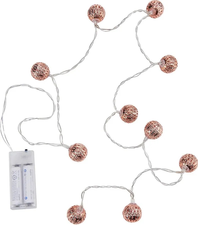 ORIENTAL LIGHTS Světelný řetěz s USB kovové koule 10 světel