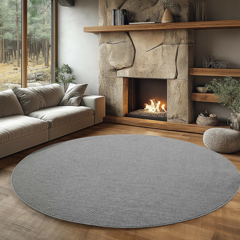 Ayyildiz, Kusový koberec Helix 2200 silver kruh, 80x80, šedá, chodba / předsíň