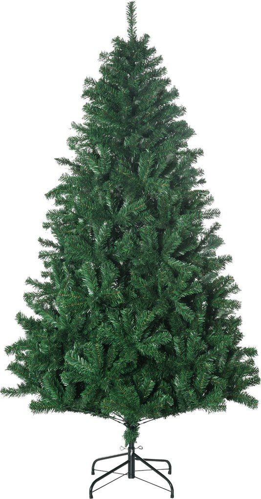 HOMCOM Umělý vánoční stromek 180 cm, umělý vánoční stromek s 1000 hroty, vánoční stromek, vánoční dekorace včetně kovového stojanu do interiéru