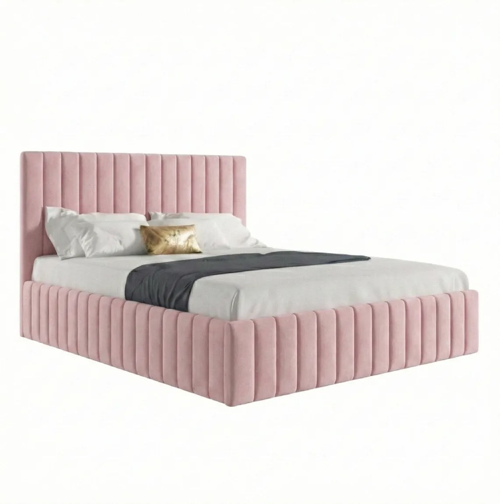 Eka Čalouněná postel INTIMA 160x200 cm Barva látky Trinity: Tmavě hnědá (Trinity 2308), Úložný prostor: S dřevěným rámem úložného prostoru