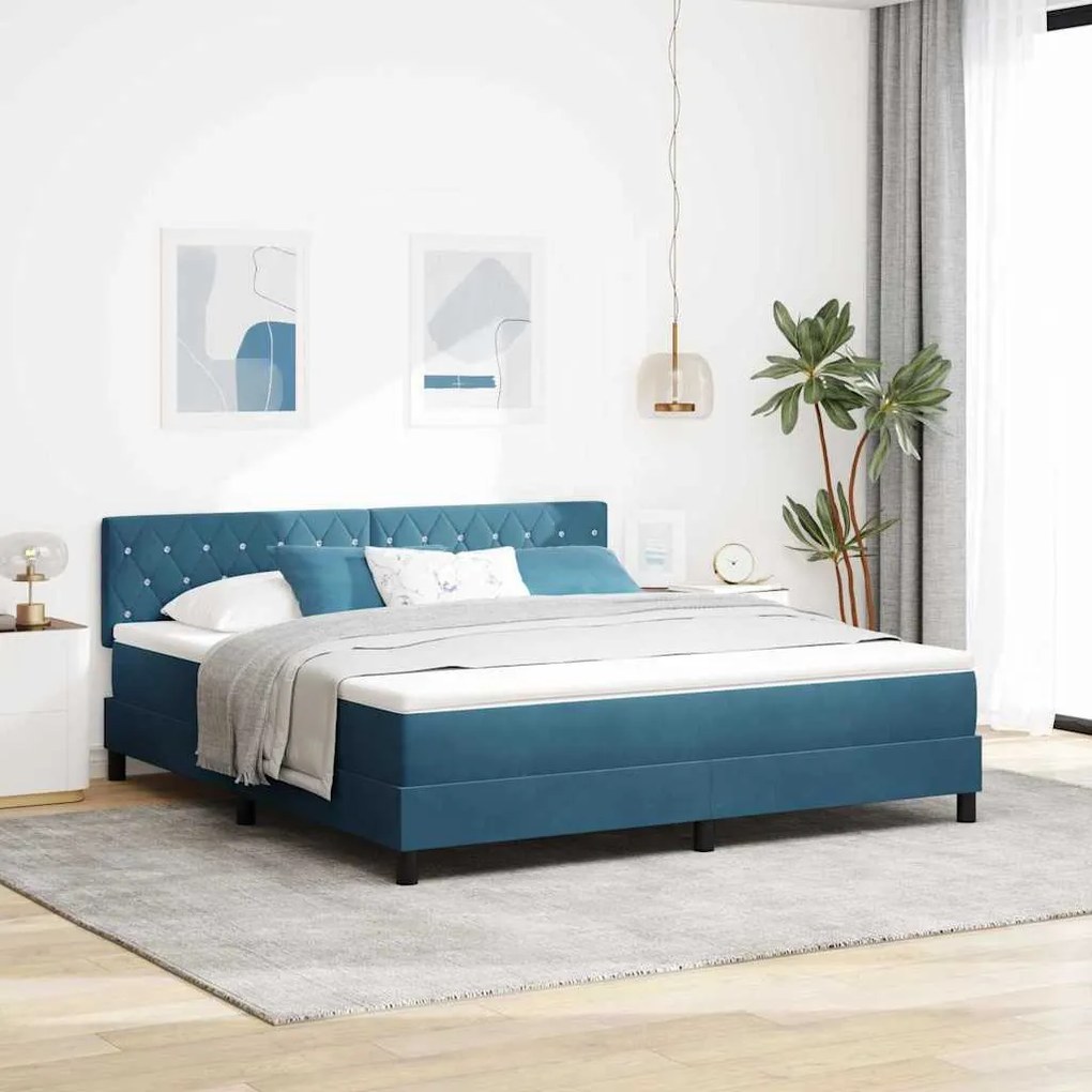 Postel s boxspringem s matrací Tmavě modrá 180 x 200 cm samet 3339126