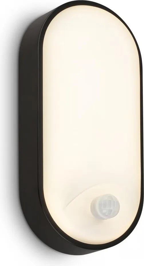 Brilo - LED Venkovní nástěnné svítidlo se senzorem RUCH LED/12W/230V IP65 černá