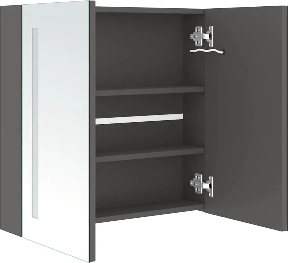 LED koupelnová skříňka se zrcadlem šedá 62 x 14 x 60 cm 326520