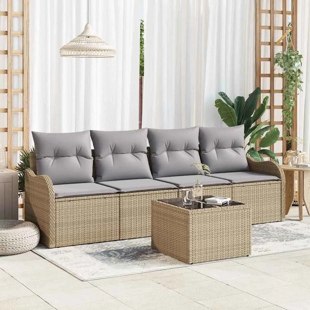 Sada zahradních pohovek 5 ks 4-Počet míst Beige a šedá 3354239