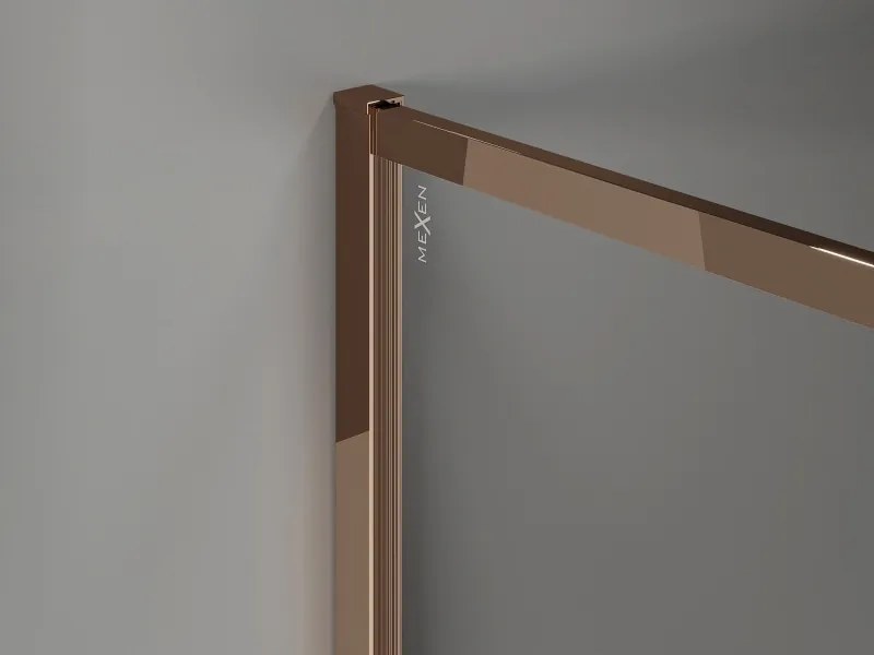 Mexen, Mexen Kioto-XF sprchová stěna s rámem 50 x 202 cm, grafit 10 mm, růžové zlato - 800-050-104-60-40-X