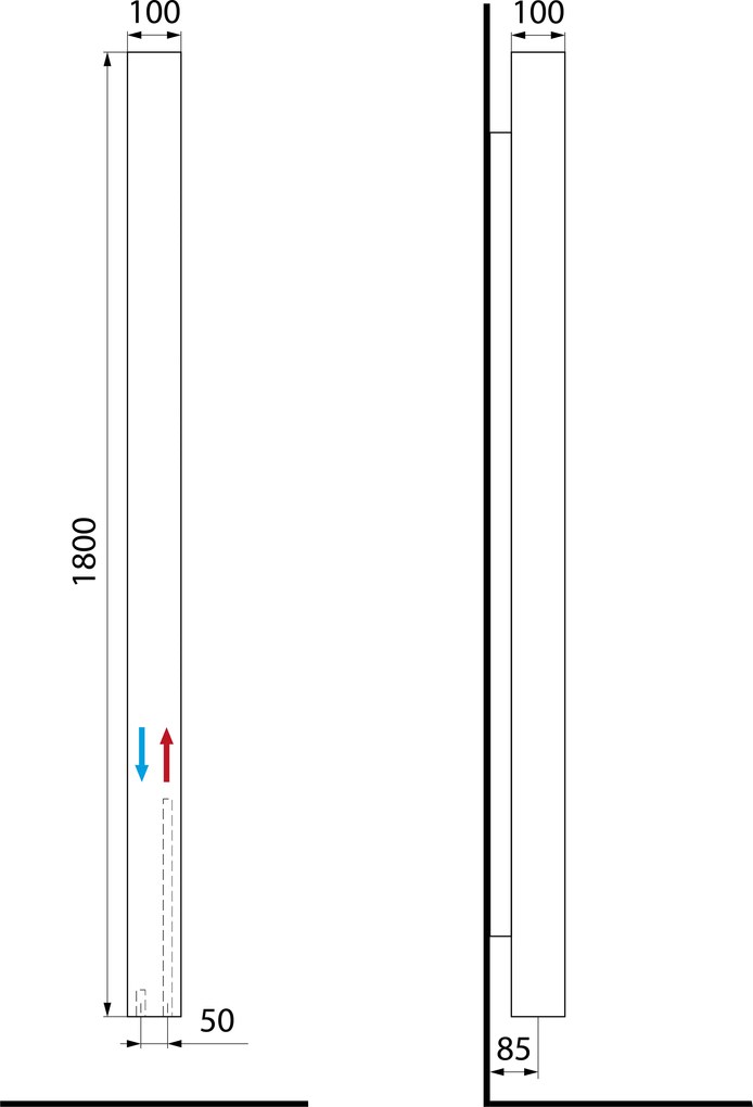 Sapho Cubiq otopné těleso 100 x 1800 mm bílá mat LQ284