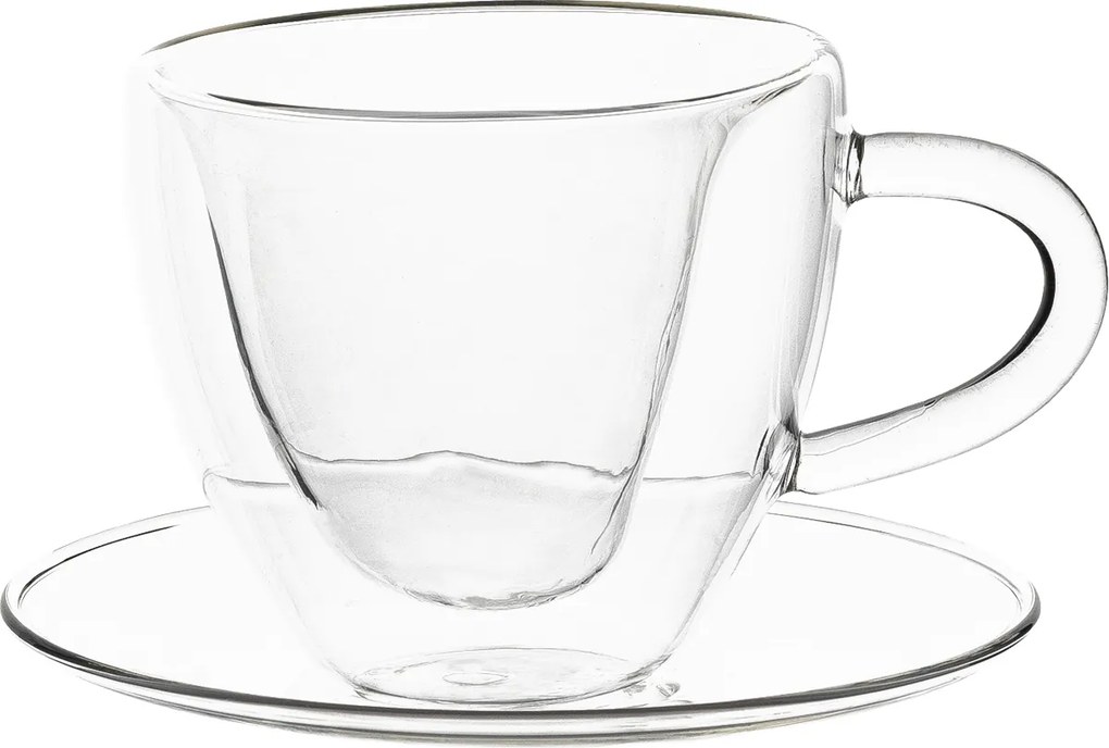 Termo sklenice, set 2 ks, šálek Heart s podšálky, ve tvaru srdce, 150 ml, HOTCOOL TYP 5