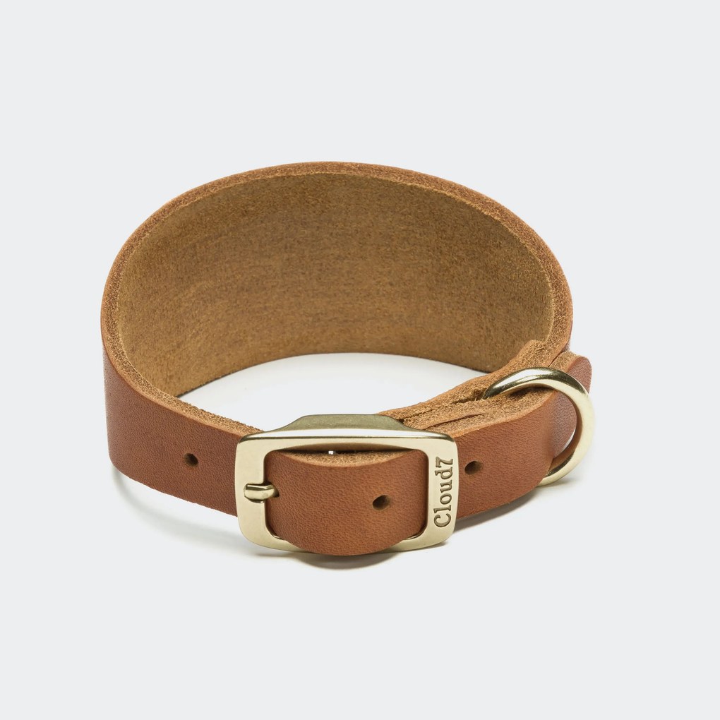 Cloud7 Kožený obojek pro chrty Camel Gold Velikost: S
