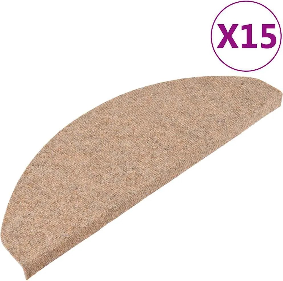 Samolepicí nášlapy na schody 15 ks 65x22,5x3,5 cm béžové 136394