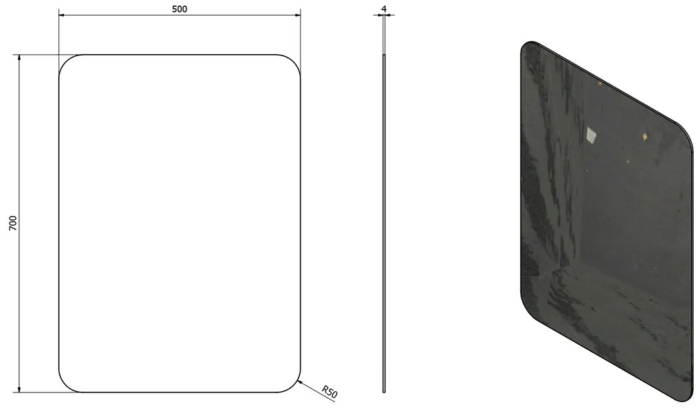 Sapho Sapho, ISHAPE Zrcadlo 500x700mm, zaoblené rohy, bez uchycení, AG457