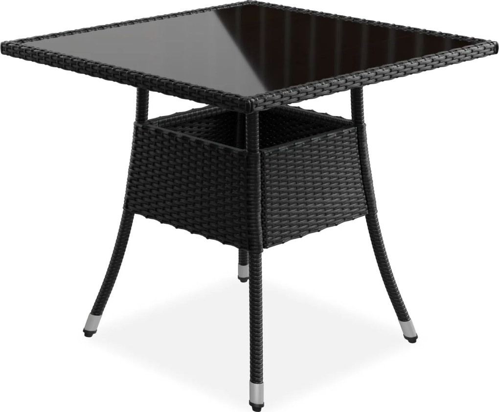 Juskys Čtvercový polyratanový zahradní stůl Yoro Barva: černá, Velikost: 60 cm