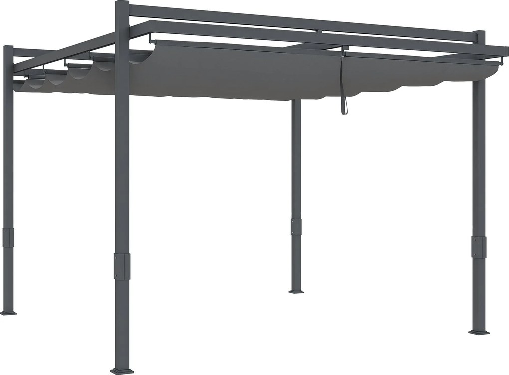 Outsunny Pergola Pavilon přibližně 3,5x3m Hliníkový Stabilní Zimní Ochrana před Sluncem s Nastavitelnou Posuvnou Střechou Volně stojící Zahradní Pavil