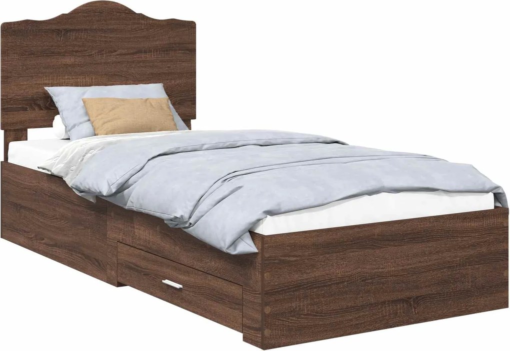 Rám postele se zásuvkou Hnědý dub 70 x 190 cm Kompozitní dřevo 3413672