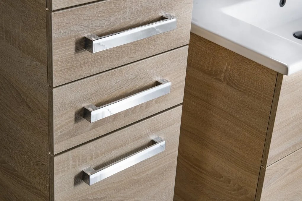 Aqualine Vega skříňka vysoká 184 cm dub platin VG985 Koupelny Bernold