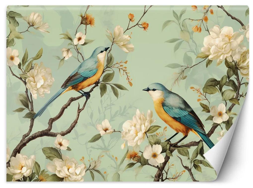 Fototapeta, Ptáci Květiny Chinoiserie - 250x175 cm