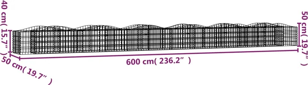 Klenutý gabion vyvýšený záhon 600x50x50 cm pozinkované železo 153544