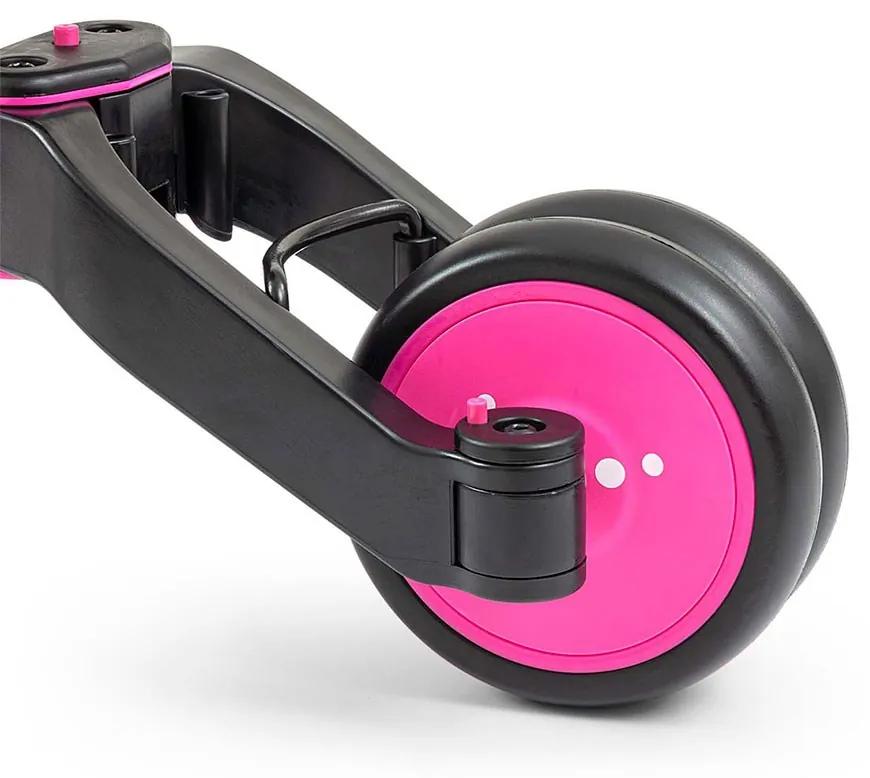 MILLY MALLY dětská tříkolka s vodící tyčí 4v1 Optimus Plus růžová