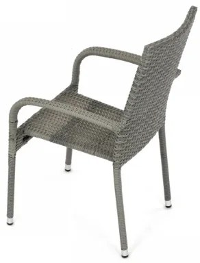 Zahradní židle stohovatelná šedý umělý ratan kov AZC-S2114 GREY