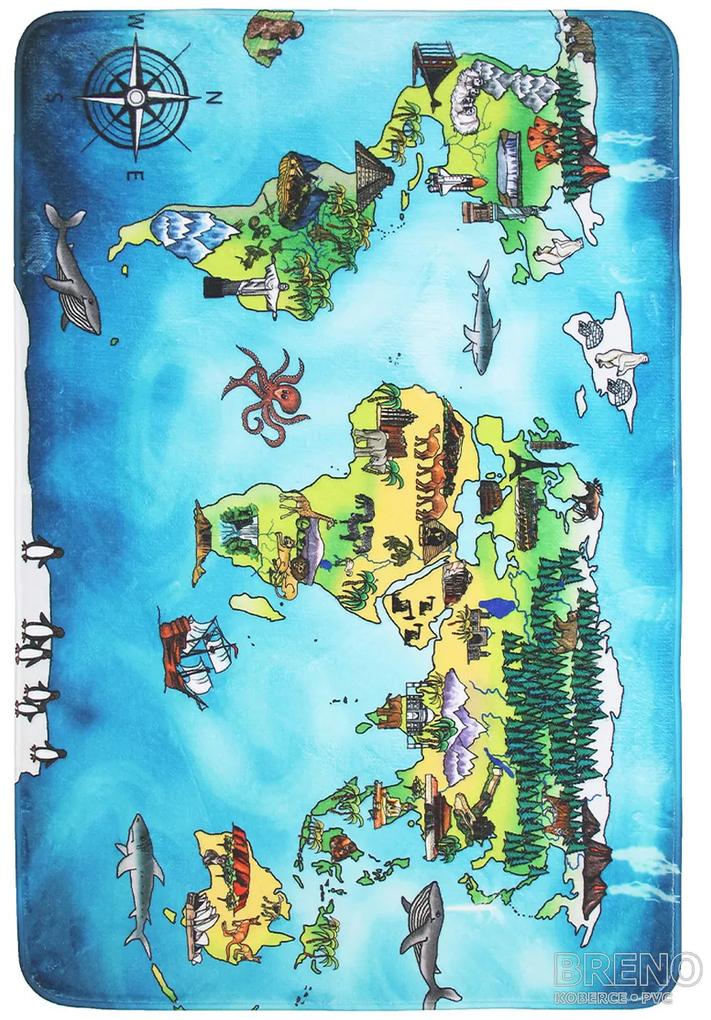 Dětský kusový koberec World Map | vícebarevný Typ: 76.5x117 cm
