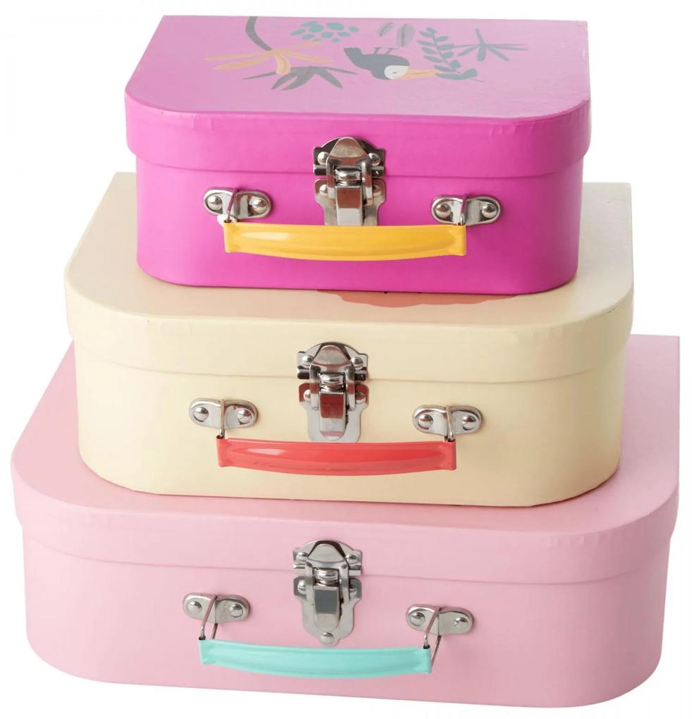 rice Dětský kufřík Jungle Animals Pink Tones M (plameňák), růžová barva, krémová barva, papír