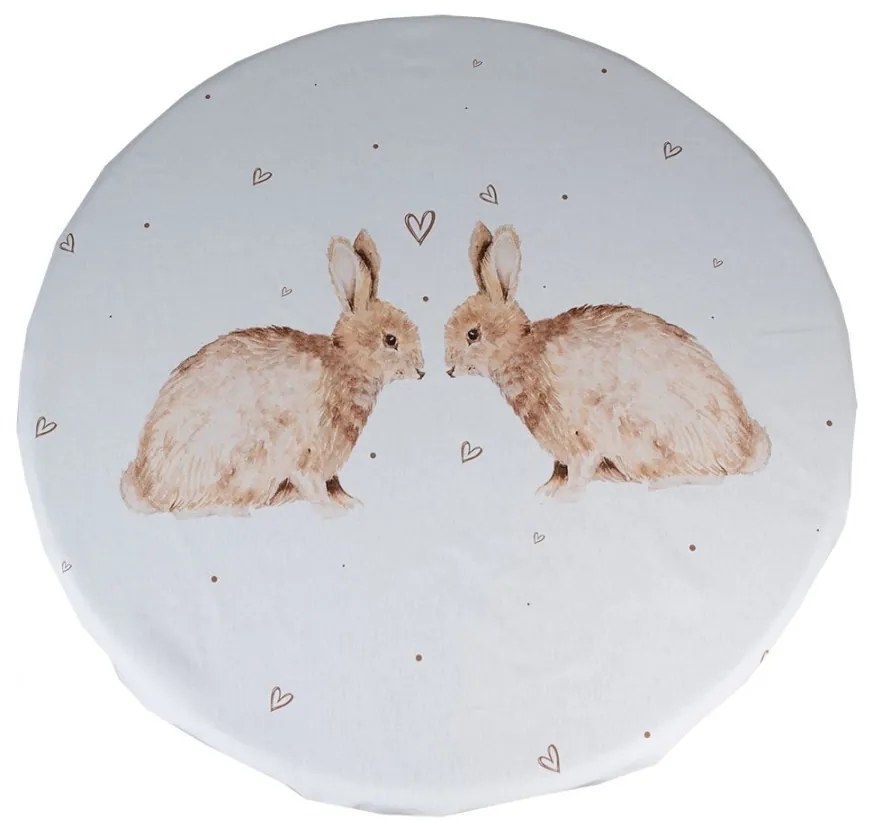 Bavlněný kulatý ubrus s motivem králíčků Bunnies in Love - Ø 170 cm