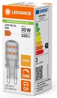 LED žárovka G9 LEDVANCE 3W (30W) teplá bílá (2700K) stmívatelná