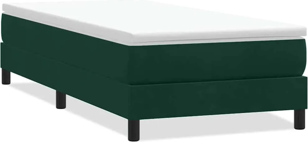 Postel Box Spring bez matrace tmavě zelená 100x220 cm samet 3315864