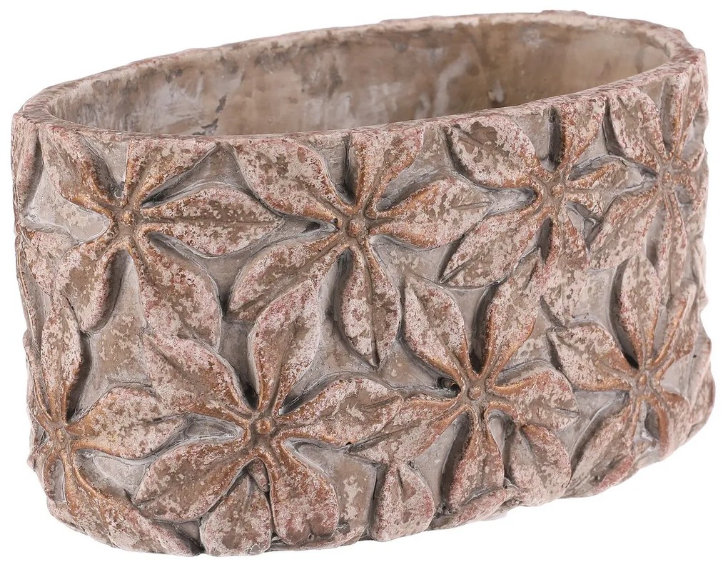 Betonový obal na květináč Flower, ovál, 13 x 21 x 12 cm, 21 cm