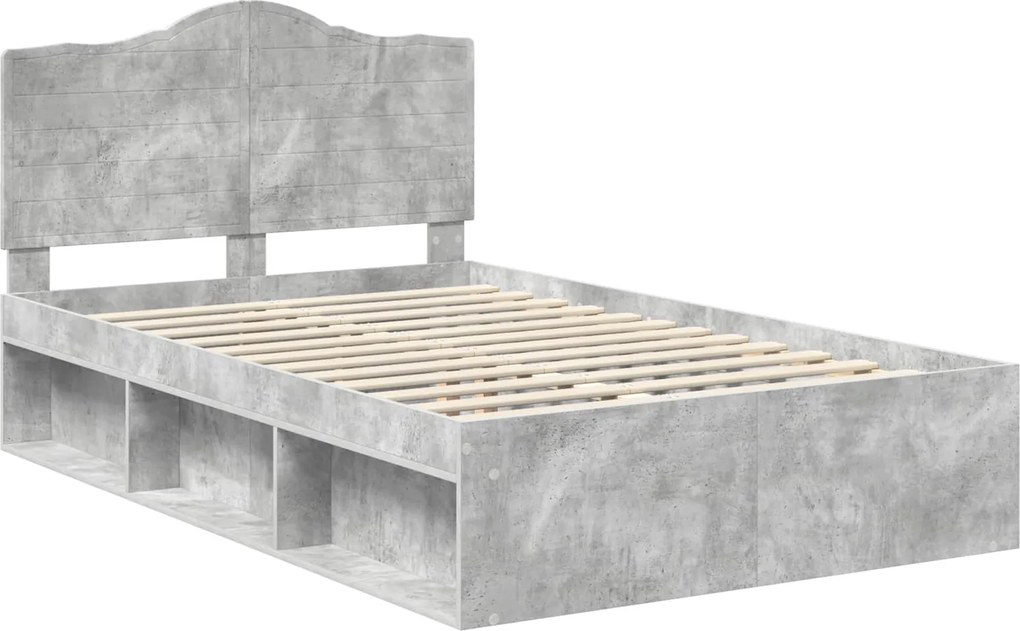 Rám postele Betonově šedá 135 x 190 cm Masivní borové dřevo 3413320