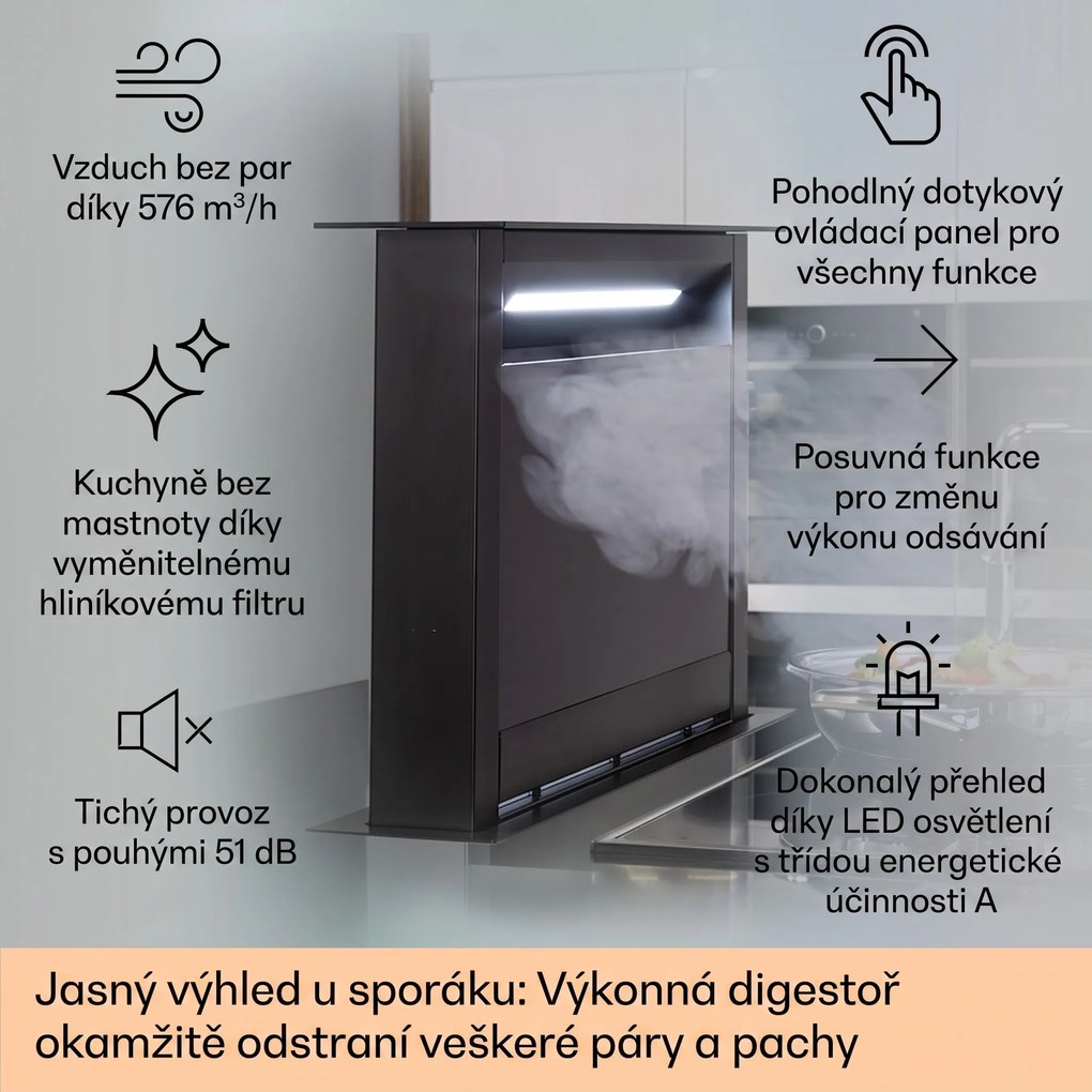 Klarstein Royal Flush Eco, digestoř, 90 cm, 714 m³/h, A+